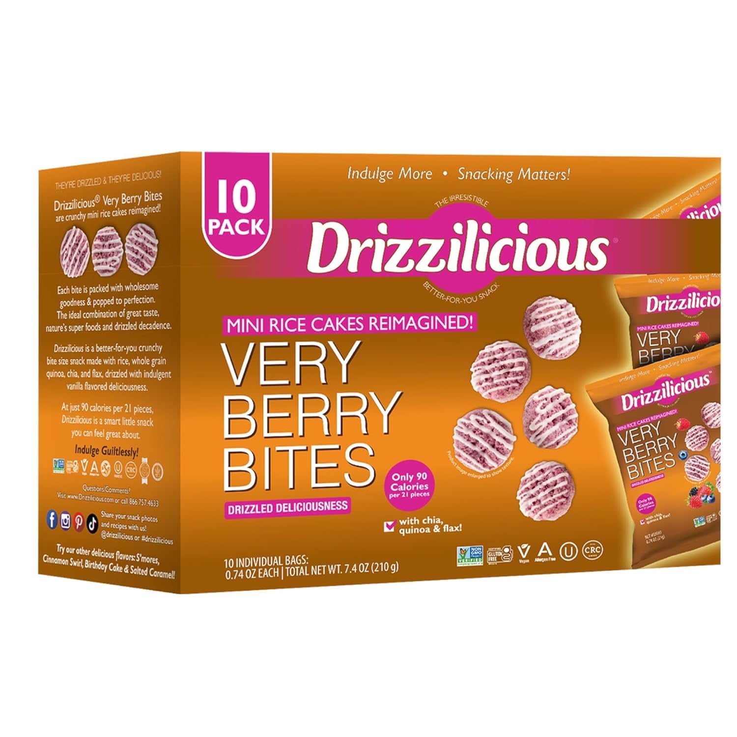 Drizzilicious Mini Rice Cakes Very Berry- Rice Crisps, Healthy Snack ...