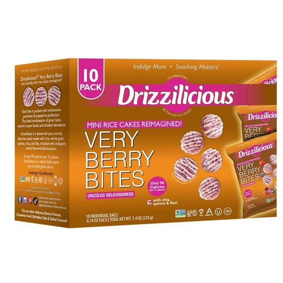 Drizzilicious Mini Rice Cakes Very Berry- Rice Crisps, Healthy Snack ...
