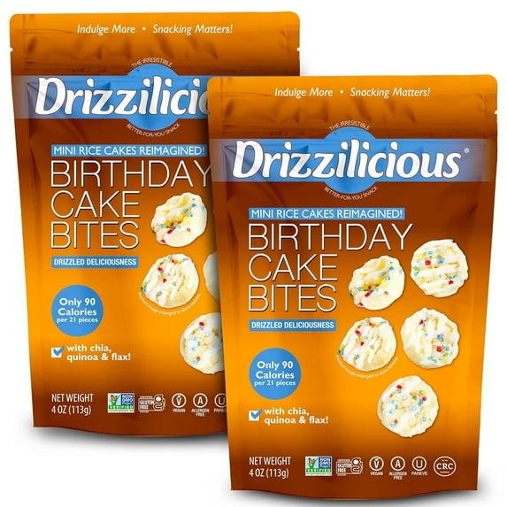 Drizzilicious Mini Birthday Cake Rice Crisps Healthy Vegan Snack Low ...