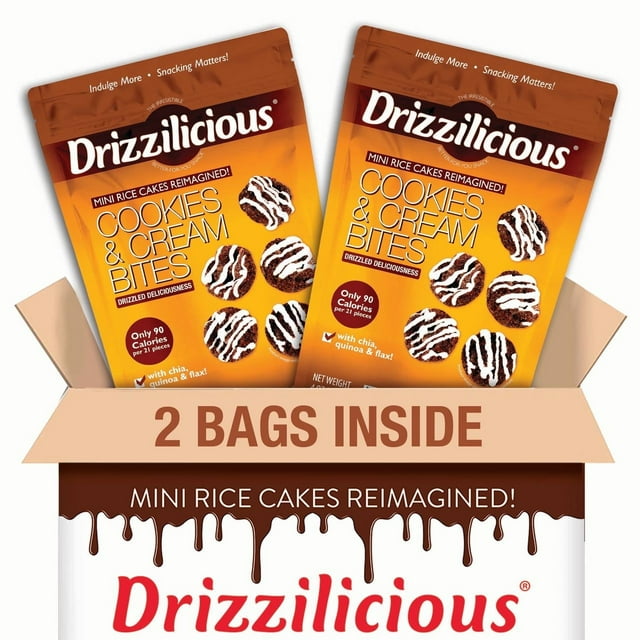 Drizzilicious Mini Rice Cakes Cookies & Cream - Rice Crisps, Healthy ...