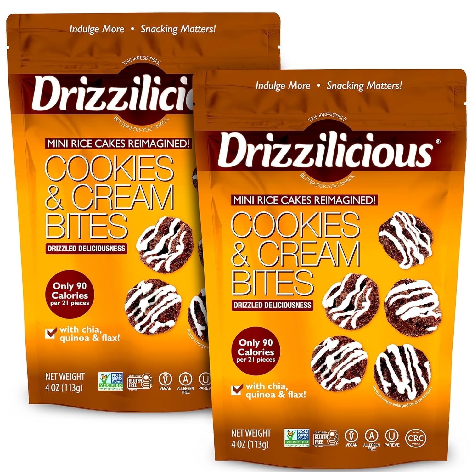 Drizzilicious Cookies & Cream Mini Rice Cakes Vegan Gluten Free ...