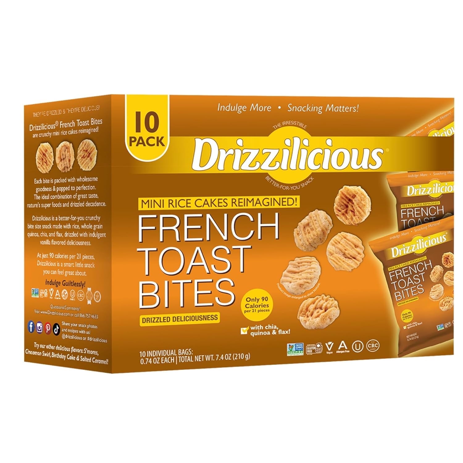 Drizzilicious Mini French Toast Rice Cakes Healthy Vegan Snack 90 ...