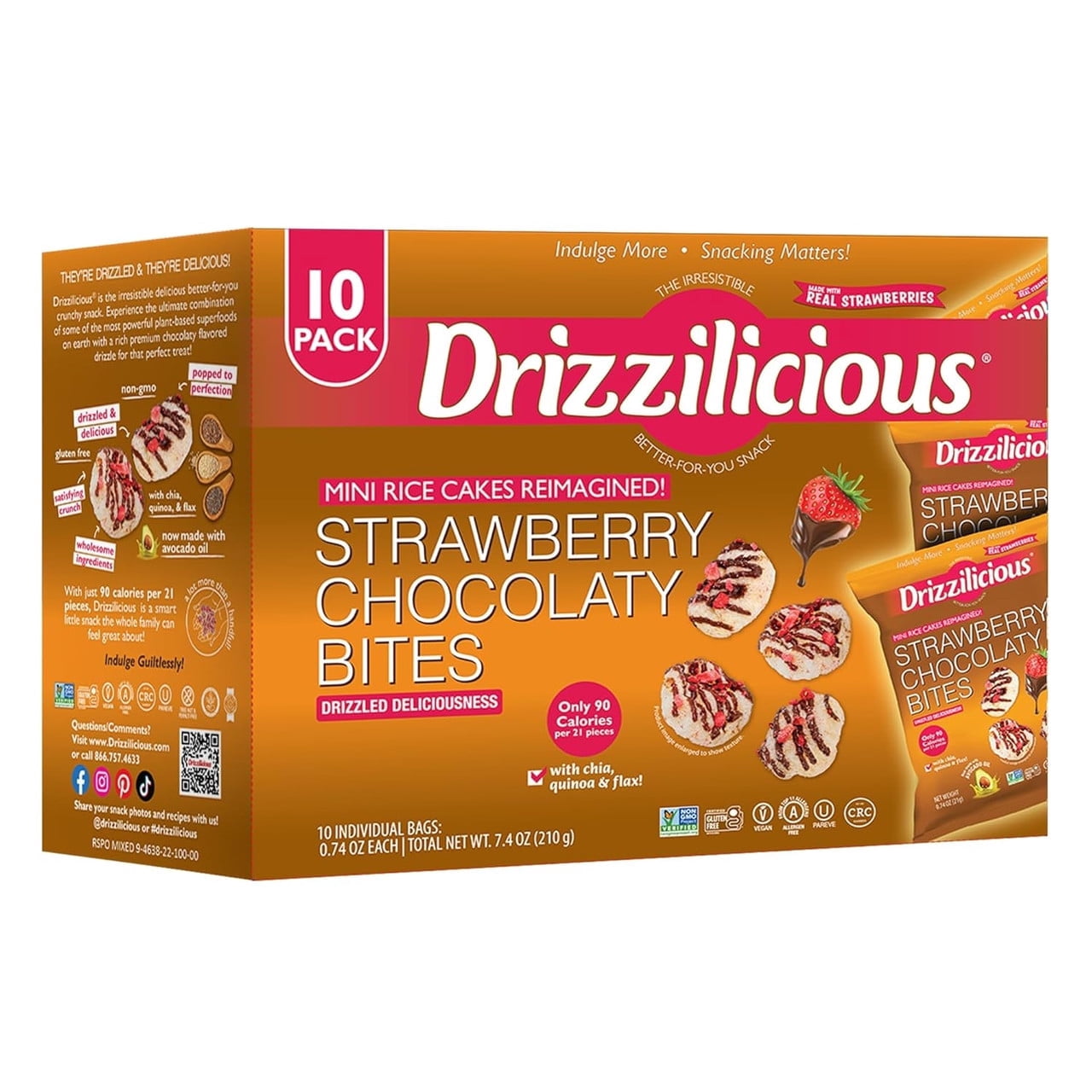 Drizzilicious Mini Rice Cakes, Strawberry Chocolaty Bites Gluten Free ...