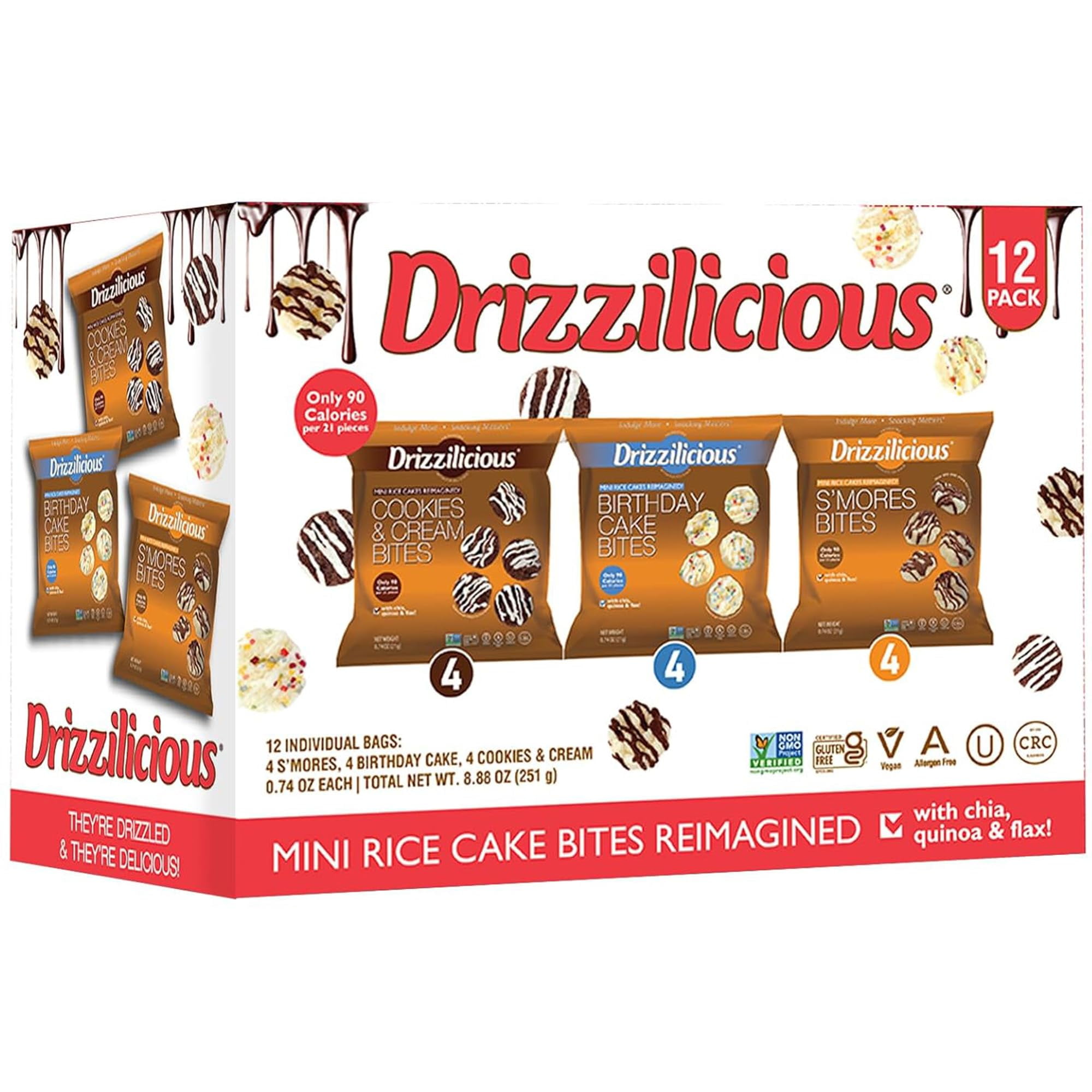 Drizzilicious Mini Rice Cakes TSF6 Variety Pack - Rice Crisps, Snack ...