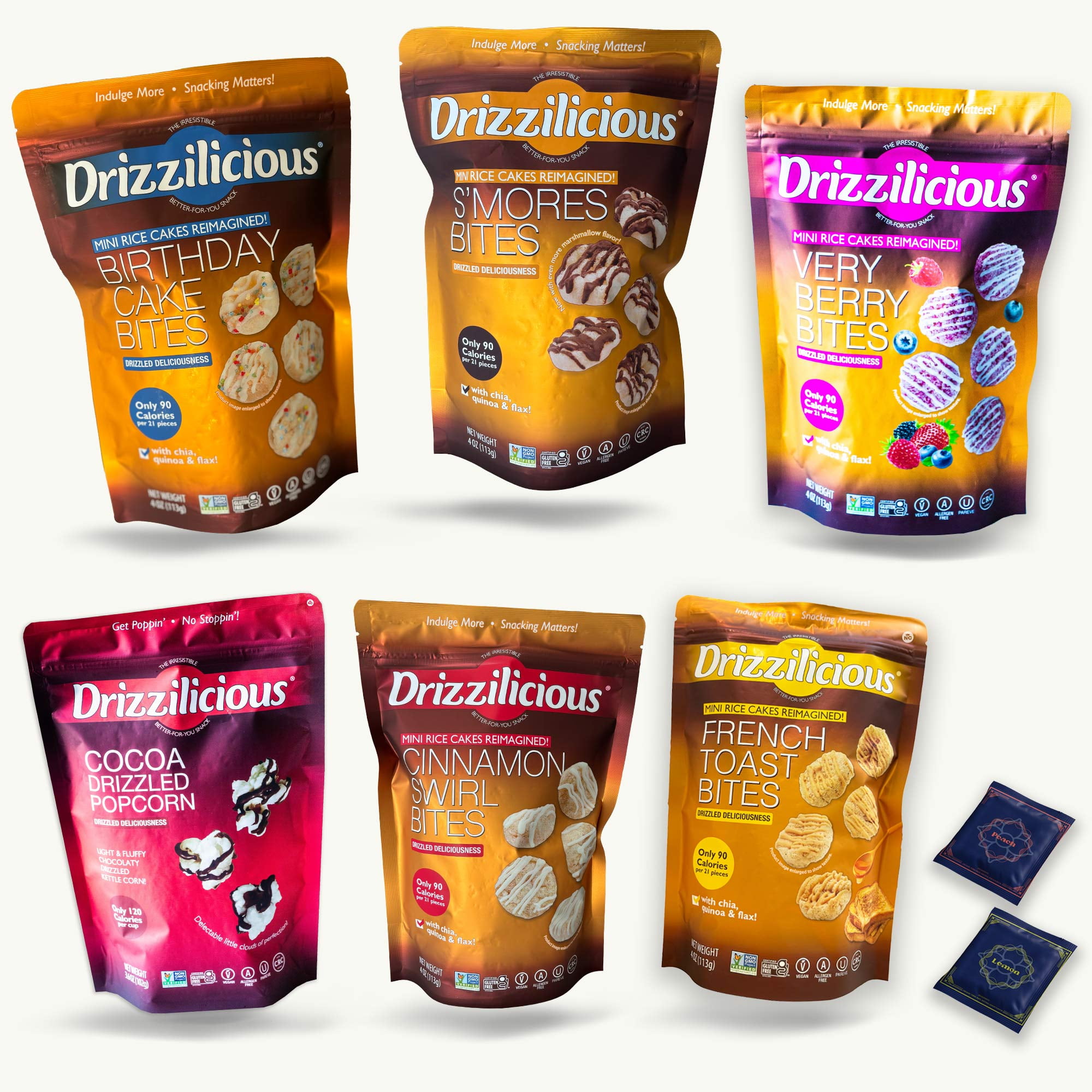 Drizzilicious Mini Rice Cakes Variety Pack - Birthday, Smores, Very ...