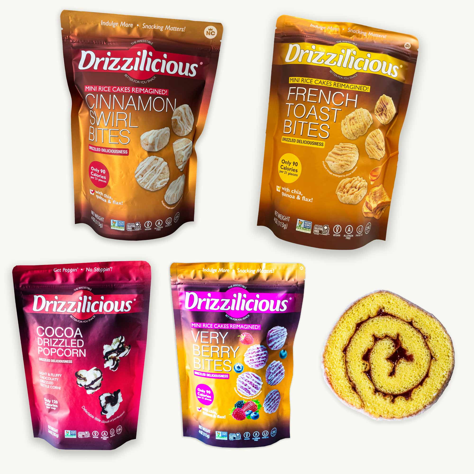 Drizzilicious Mini Rice Cakes Variety Pack - Cinnamon Swirl (4oz ...