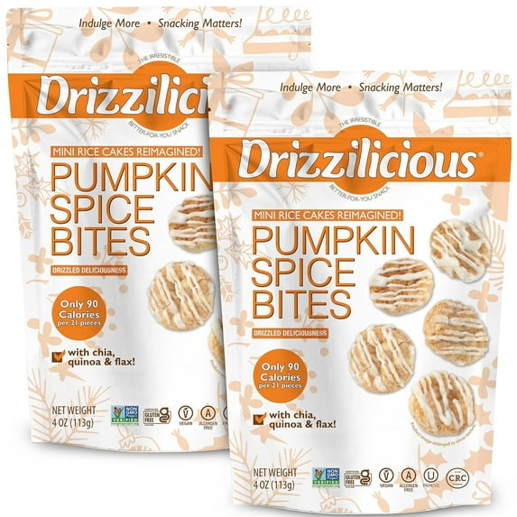 Drizzilicious Mini Rice Cakes, Pumpkin Spice Flavored Rice Cake Gluten ...