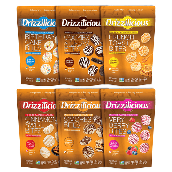 Drizzilicious Mini Rice Cake Bites Variety Pack, 32 Count, S'Mores ...