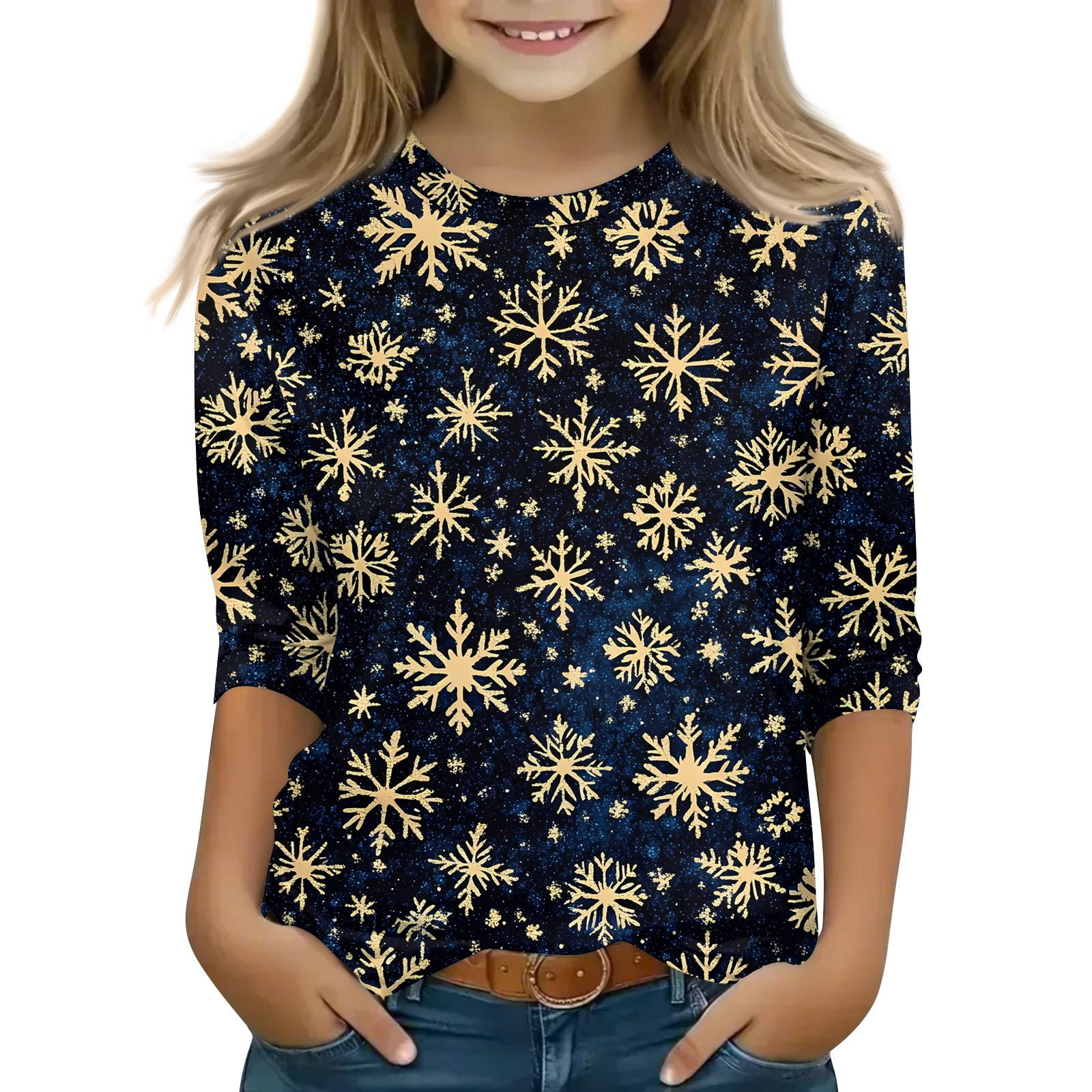 Drmagiyhm 3/4 Sleeve Shirt for Girls Size 10-12 Cute Floral Print ...