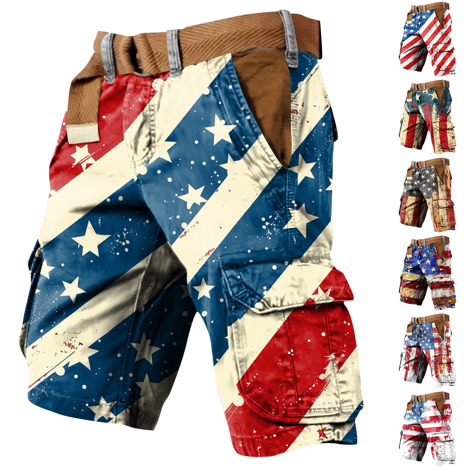 Drmagiyhm 4th of July Mens Cargo Shorts Athletic Outdoor Wide legs ...