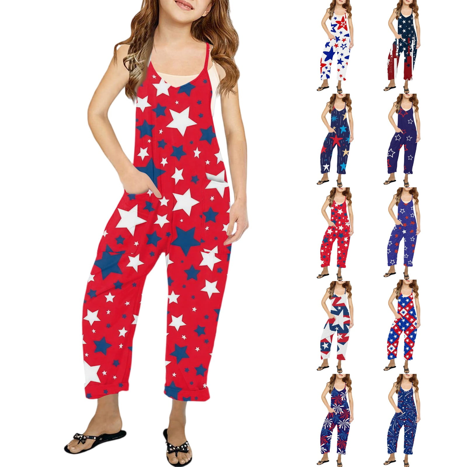 Drmagiyhm American Flag Rompers Girl Size 10-12 Cute Trendy Spaghetti ...