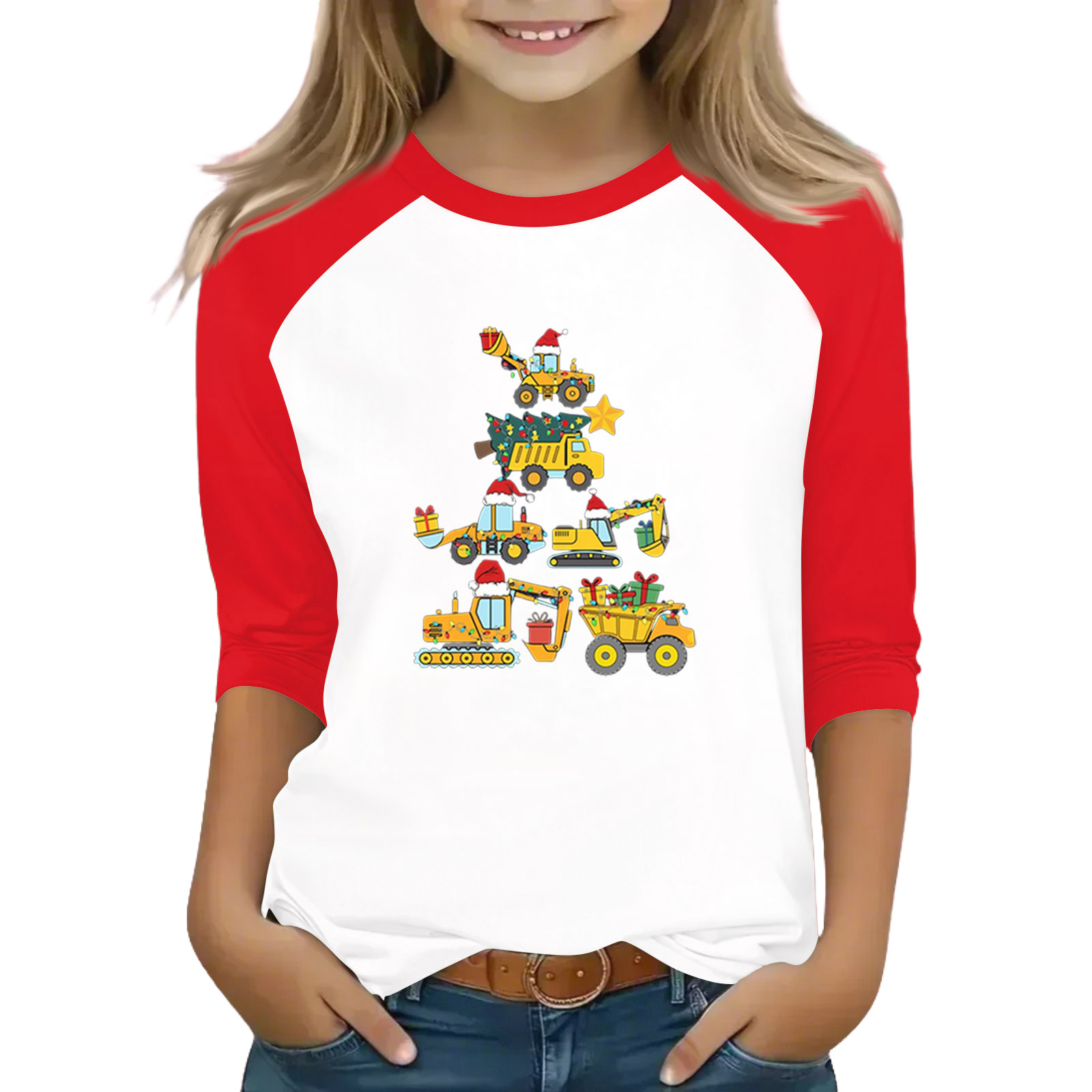 Drmagiyhm Christmas Shirts for Girl Size 10-12 Casual Xmas Tree Print ...