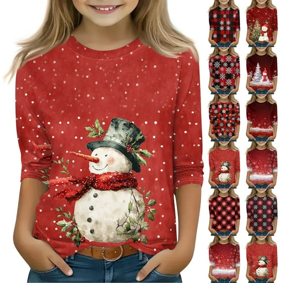 Drmagiyhm Christmas Shirts for Girl Size 10-12 Cute Crewneck Shirts ...