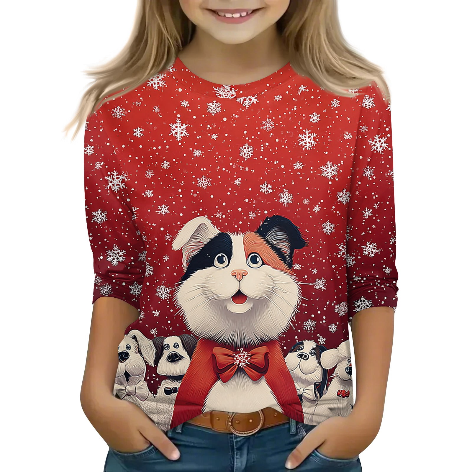 Drmagiyhm Christmas Shirts for Girl Size 10-12 Cute Tshirt Casual Loose ...
