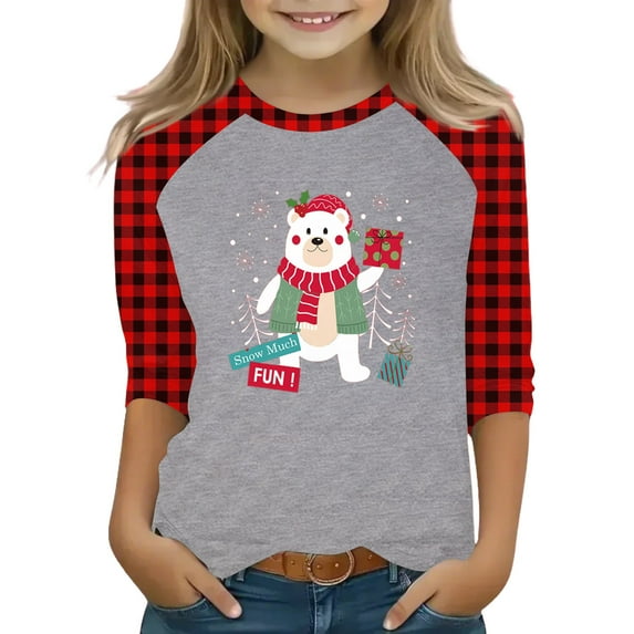 Drmagiyhm Christmas Shirts for Girls Size 10-12 Cute Xmas Tree Print Casual Holiday Crewneck ...