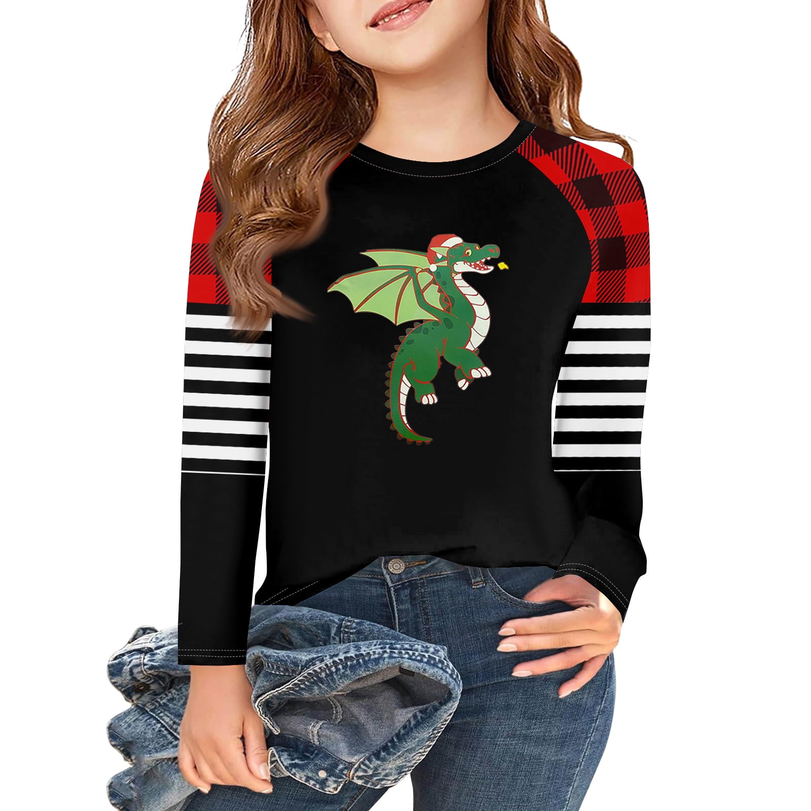 Drmagiyhm Girls Christmas Shirts Size 10-12 Casual Xmas Tree Print ...