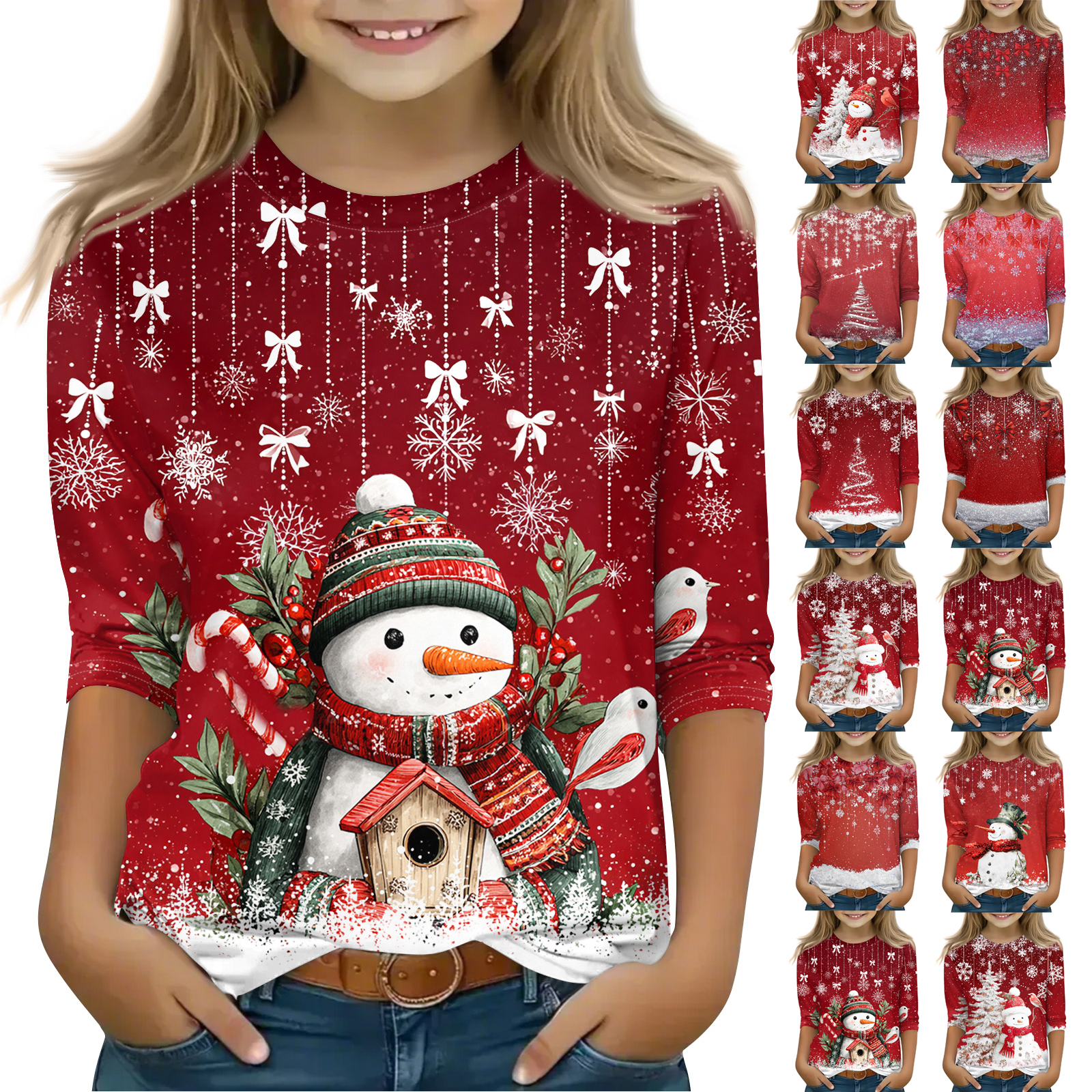 Drmagiyhm Girls Christmas Shirts Size 10-12 Cute Crewneck Shirt Floral ...