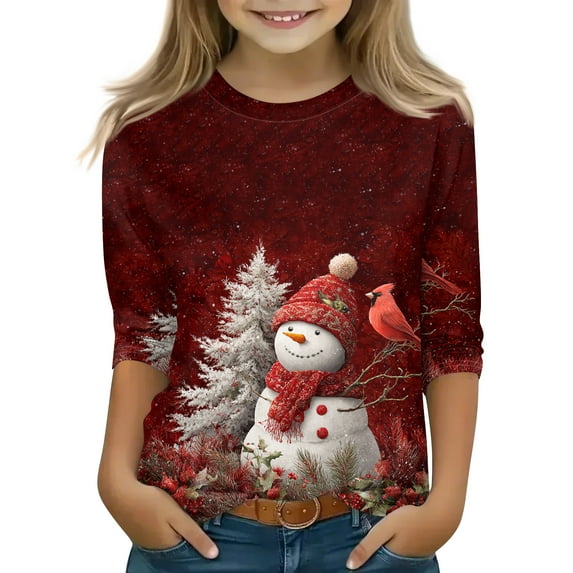 Drmagiyhm Girls Christmas Shirts Size 10-12 Cute Crewneck Shirts Floral ...