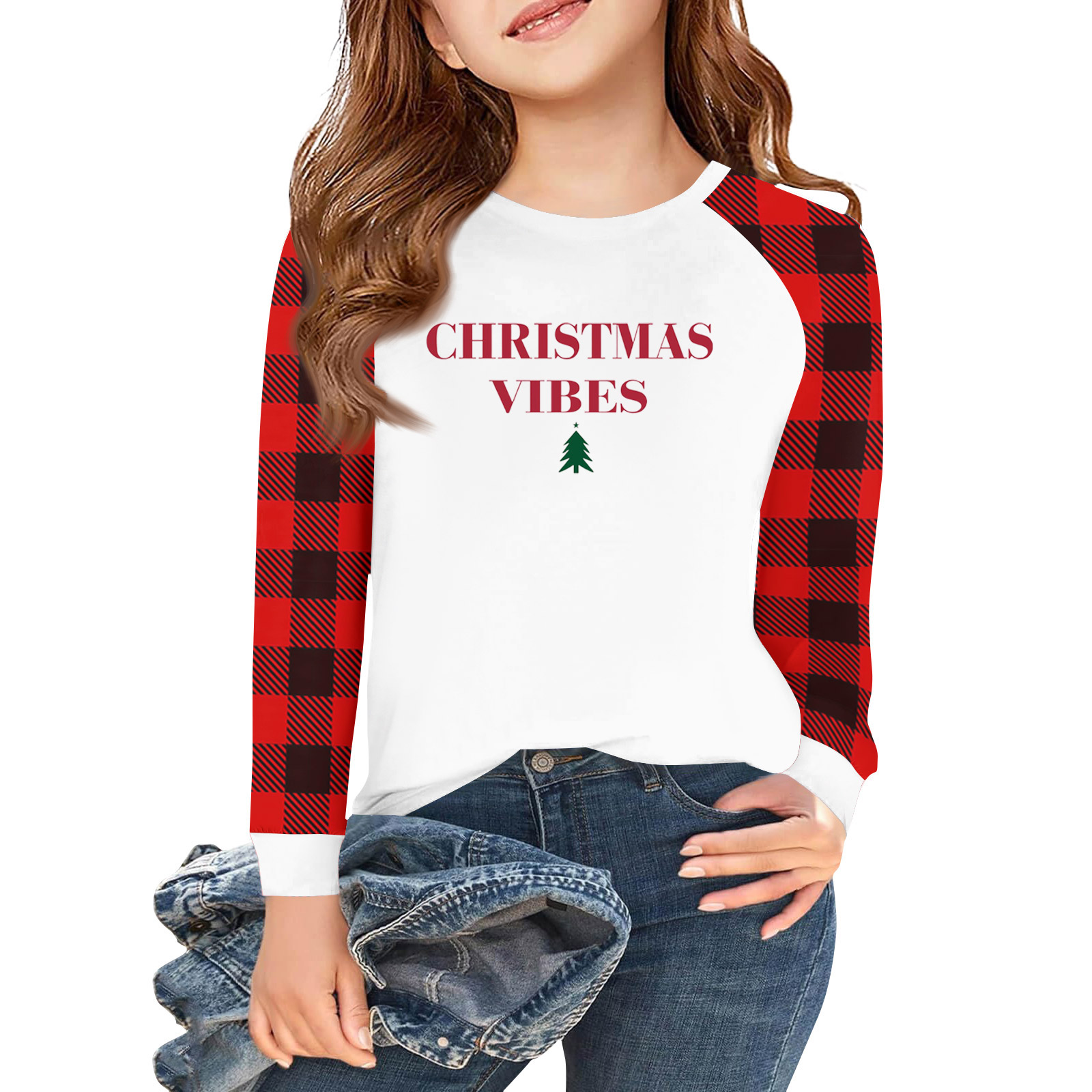 Drmagiyhm Girls Christmas Shirts Size 10-12 Cute Xmas Tree Print ...