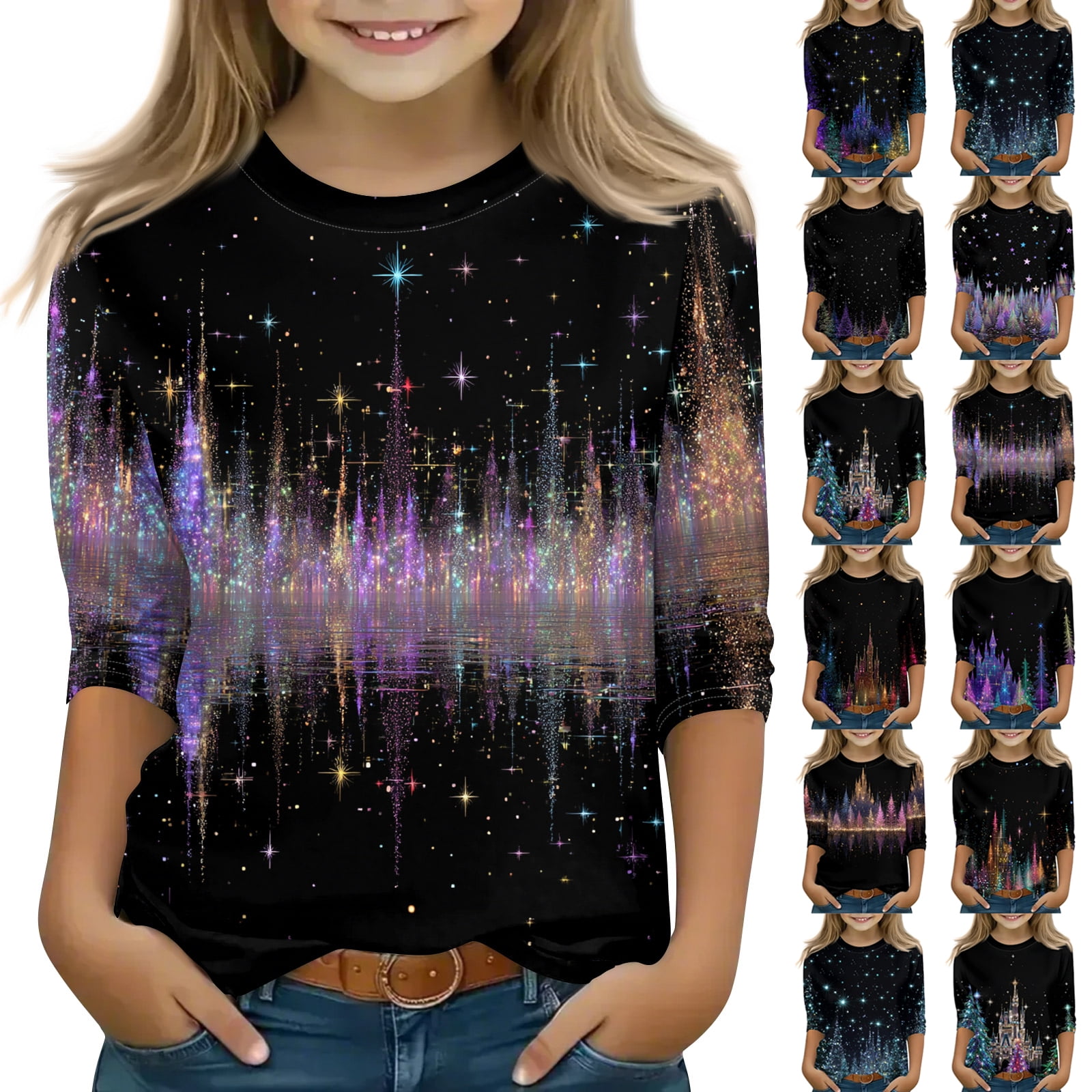 Drmagiyhm Girls Christmas T Shirts Size 10-12 Cute Floral Print T Shirt ...
