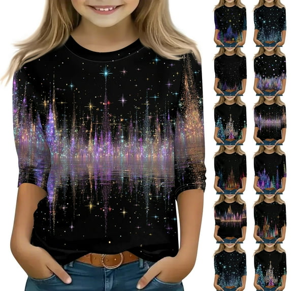 Drmagiyhm Girls Christmas T Shirts Size 10-12 Cute Floral Print T Shirt ...