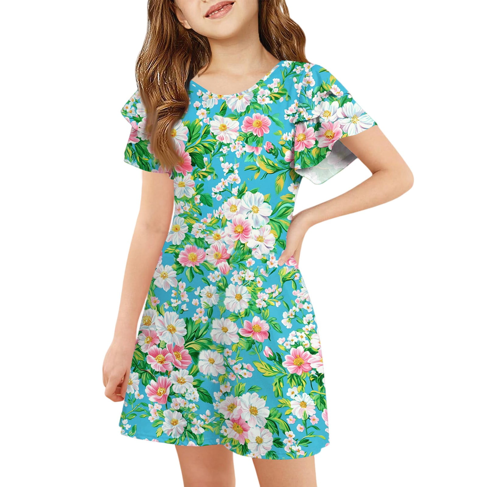 Drmagiyhm Girls Dresses Size 10-12 Summer Casual Girls Princess Dress ...