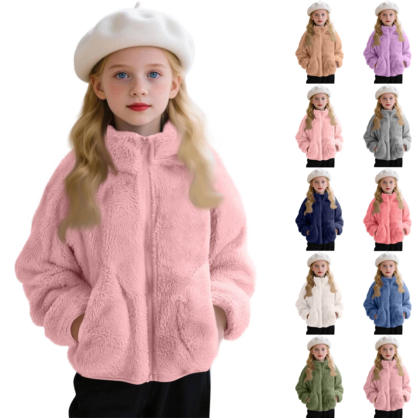 Drmagiyhm Girls Fleece Jacket Zipper Jacket Fuzzy Fleece Lightweight ...
