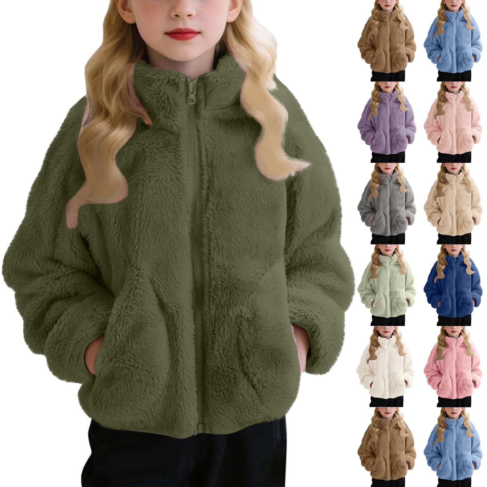 Drmagiyhm Girls Fleece Zip Up Jacket Fleece Jacket Lightweight ...