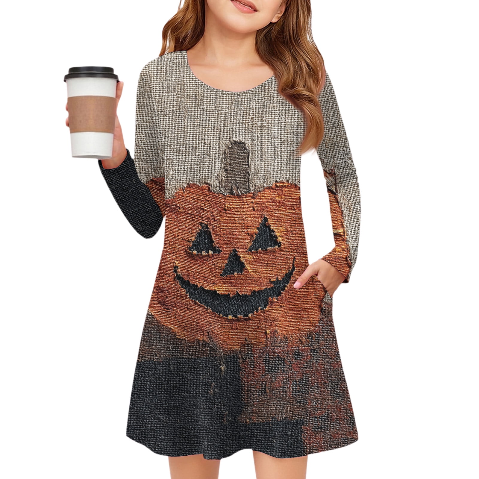 Drmagiyhm Girls Halloween Dresses Size 10-12 Crew Neck Twirly Dress ...