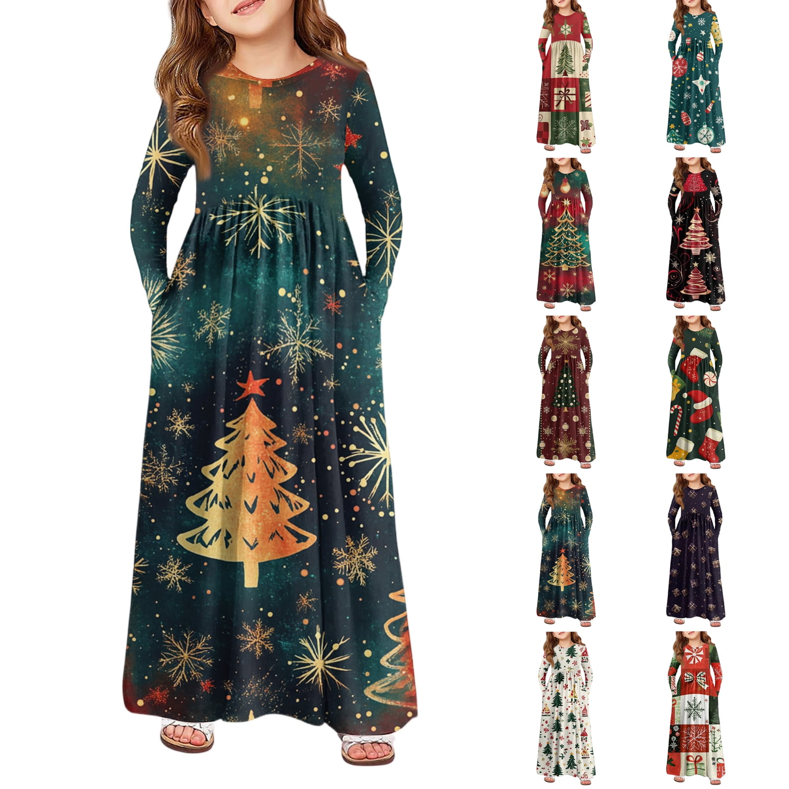 Drmagiyhm Girls Long Sleeve Dress Size 10-12 Long Sleeves Crew Neck ...