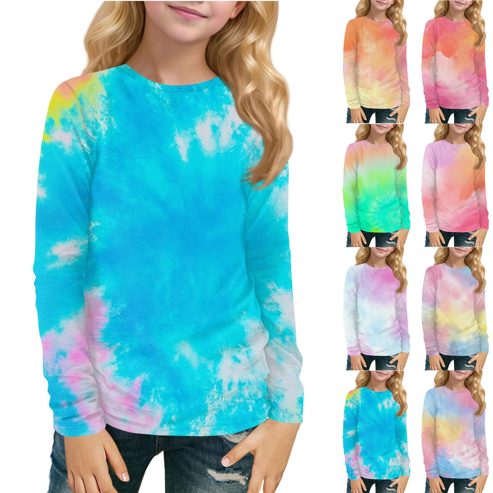 Drmagiyhm Girls Long Sleeve Tops Size 10-12 Casual Crewneck Striped ...