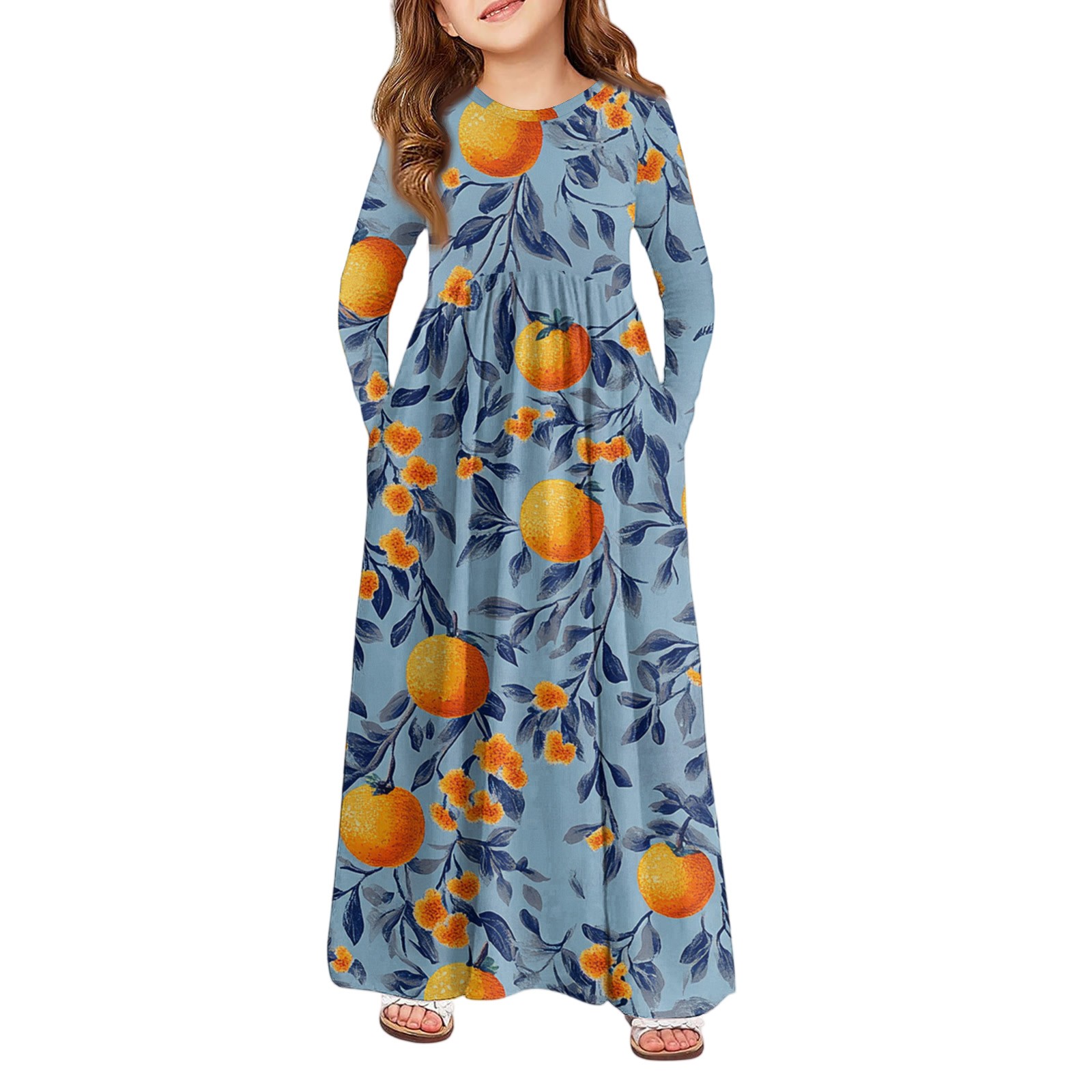 Drmagiyhm Girls Maxi Dresses Size 10-12 Crew Neck Floral Print Tiered ...