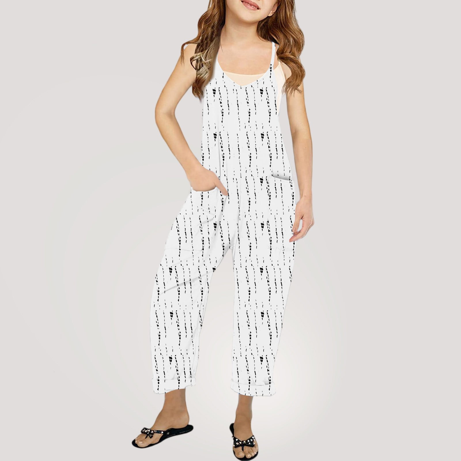 Drmagiyhm Girls Rompers Size 10-12 Trendy Cute Spaghetti Strap Jumpsuit ...
