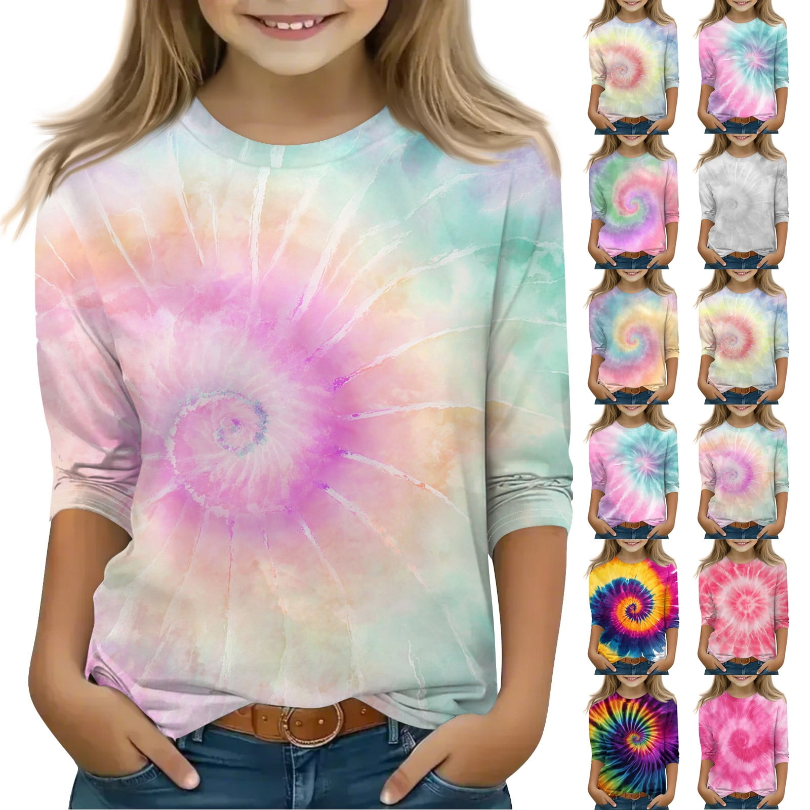 Drmagiyhm Gray 3/4 Sleeve Fall Shirts for Girl Size 10-12 Cute Floral ...