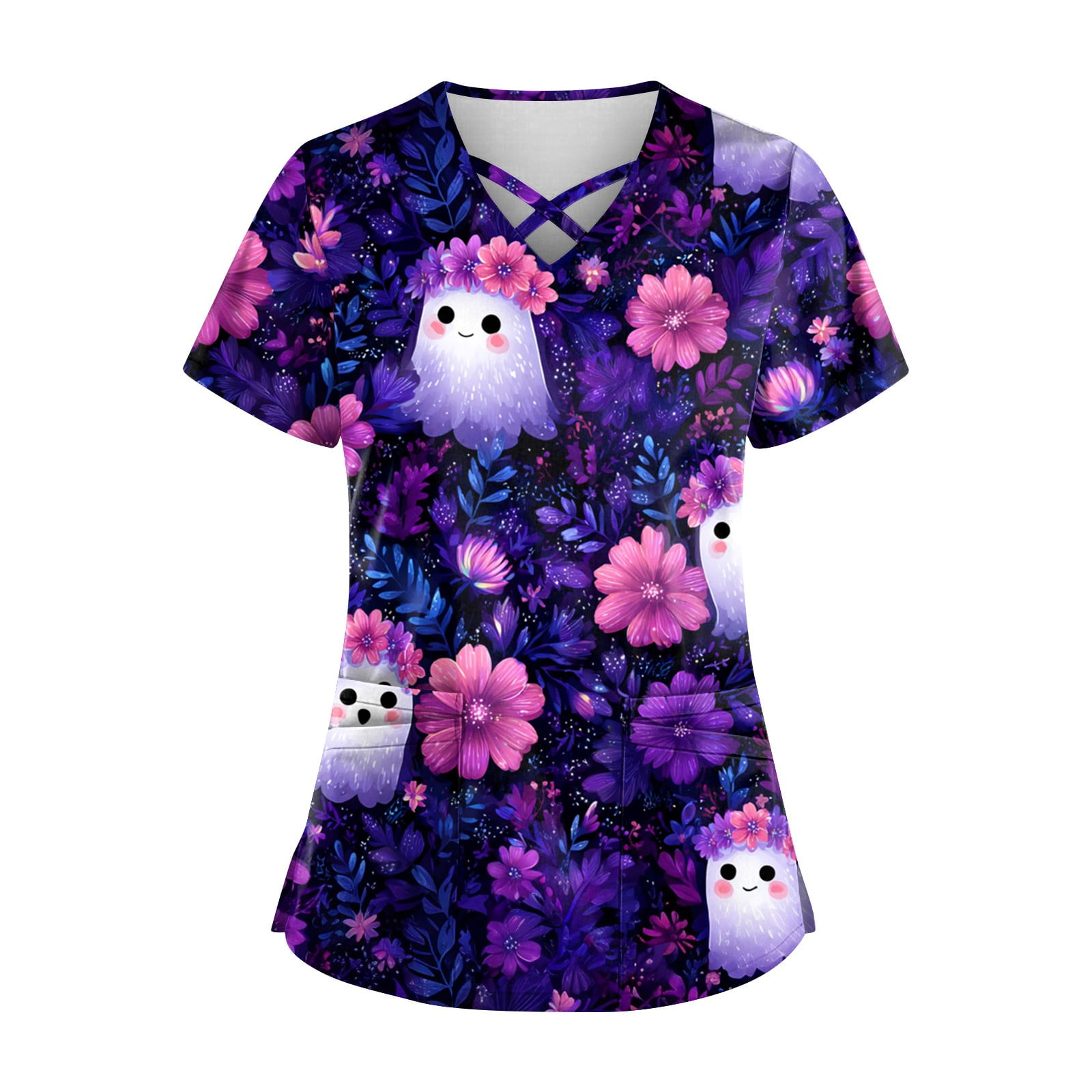 Drmagiyhm Halloween Black Scrubs for Men Plus Size Spooky Season Scrub ...