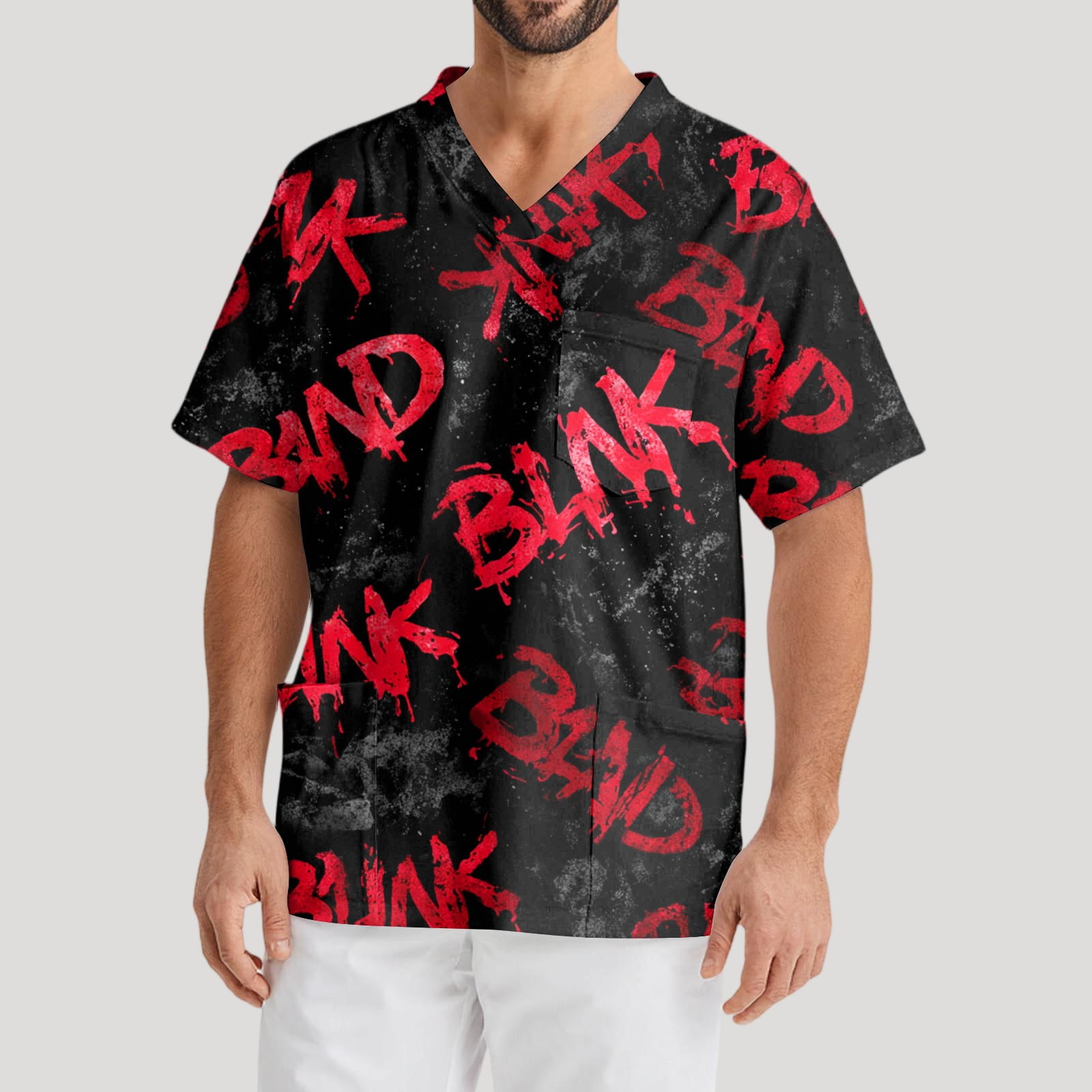 Drmagiyhm Halloween Black Scrubs for Men Plus Size Spooky Season Scrub ...