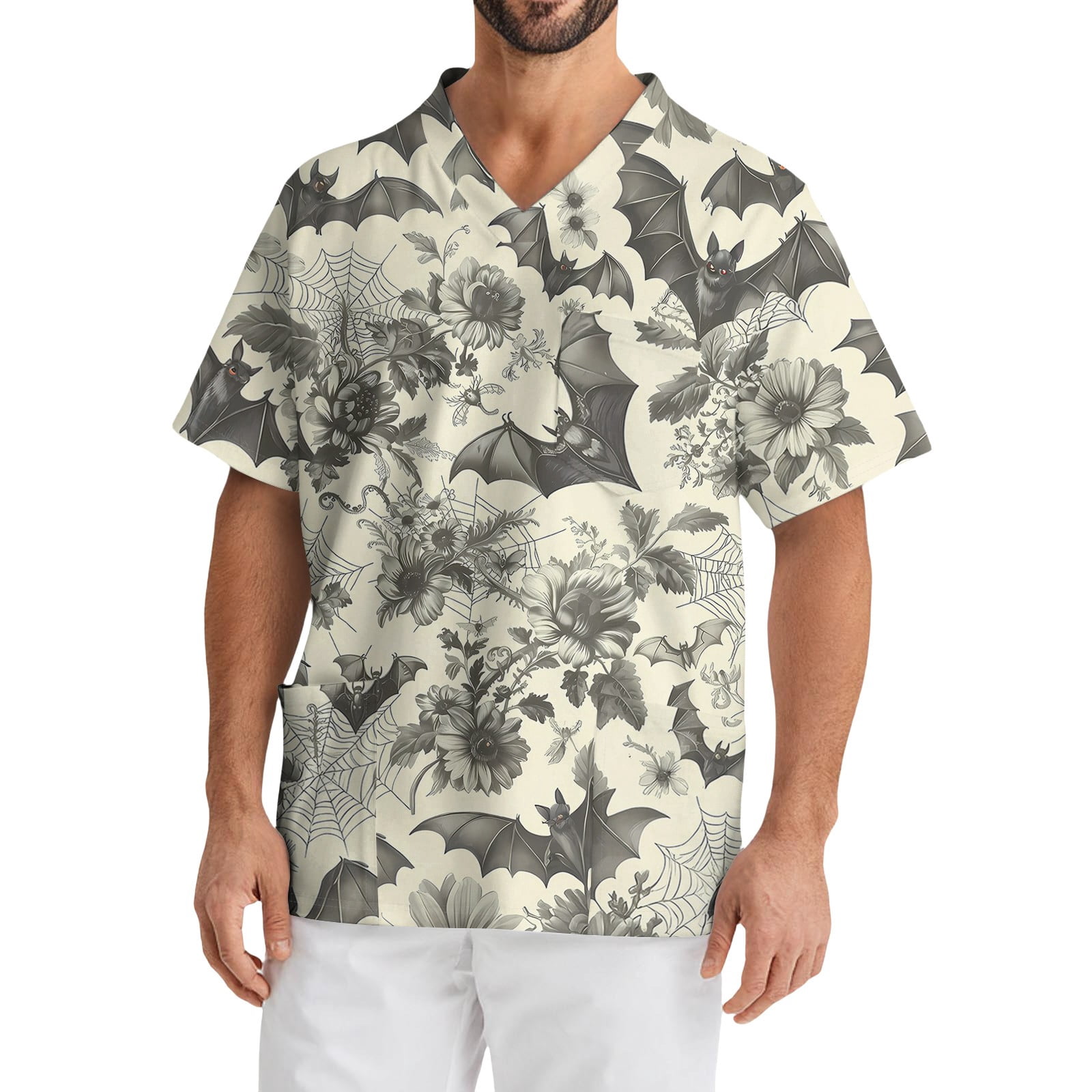 Drmagiyhm Halloween Scrub Tops Men Halloween Shirts Fun Medical Scrubs ...