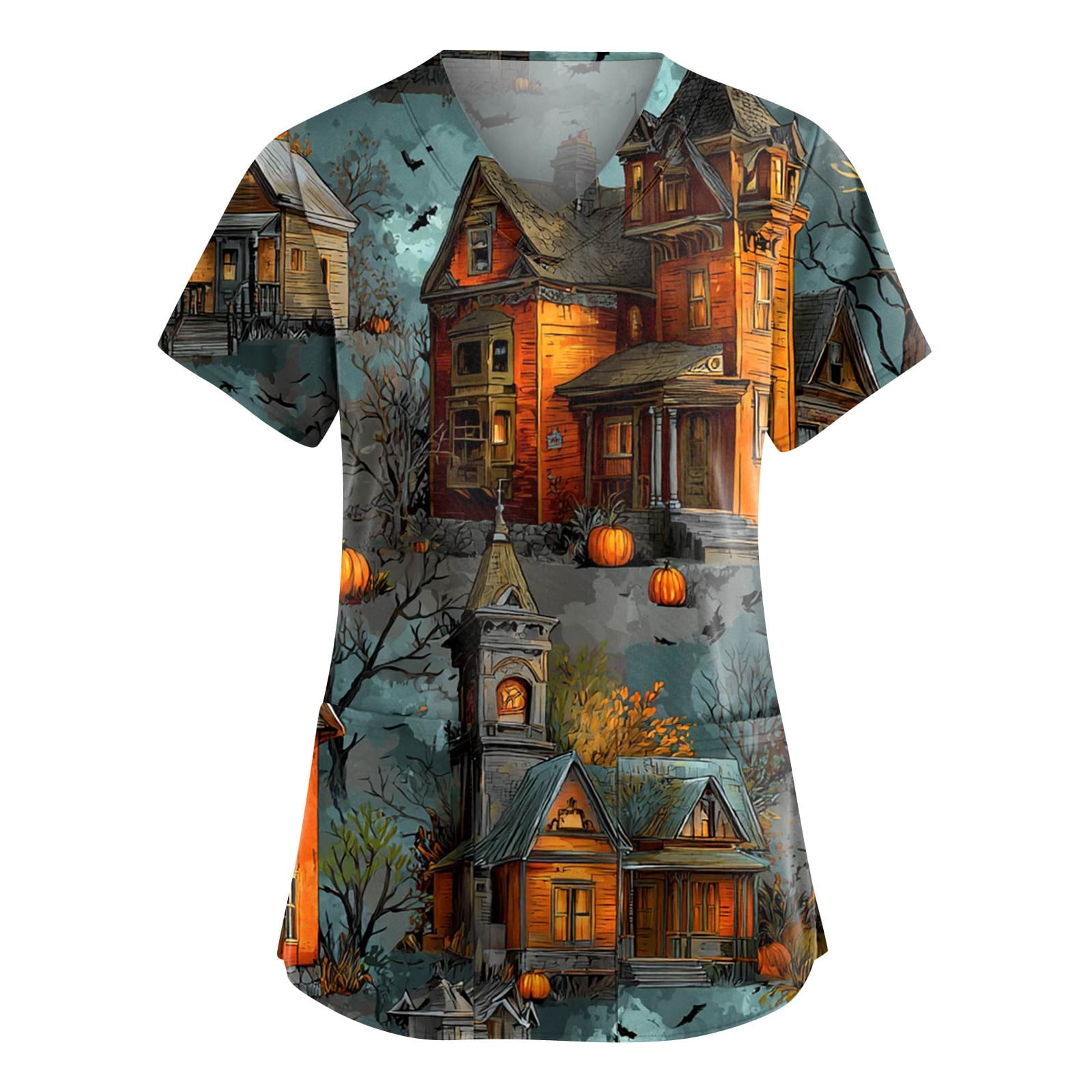 Drmagiyhm Halloween Scrub Tops Men Halloween Shirts Short Sleeve Funny ...