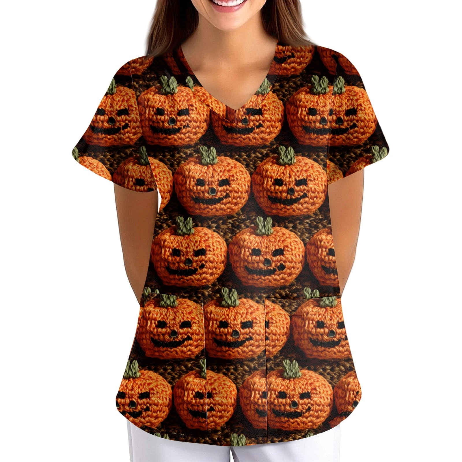 Drmagiyhm Halloween Scrub Tops Men Plus Size Halloween Shirt Funny ...