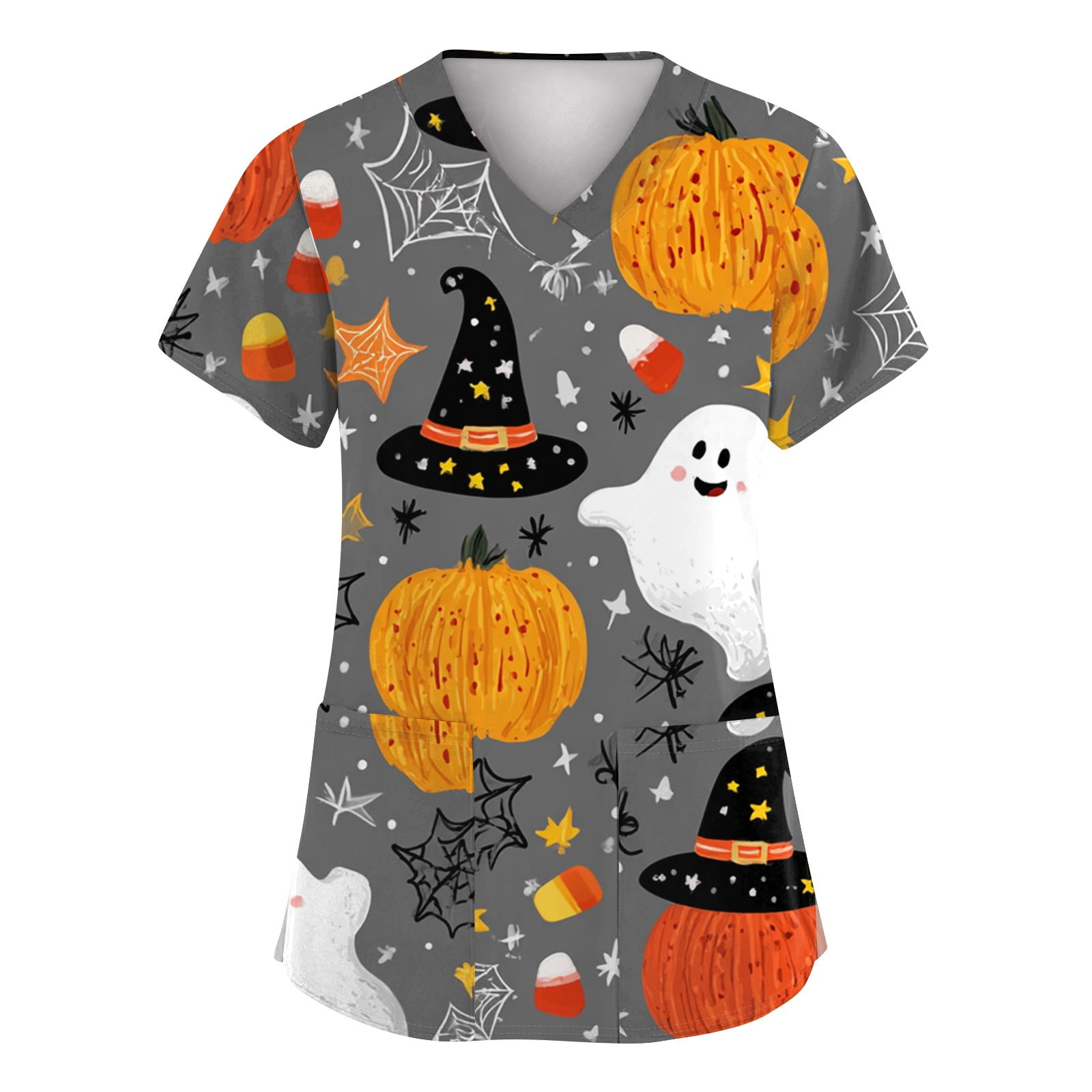 Drmagiyhm Halloween Scrub Tops Men Plus Size Halloween Shirts Short ...
