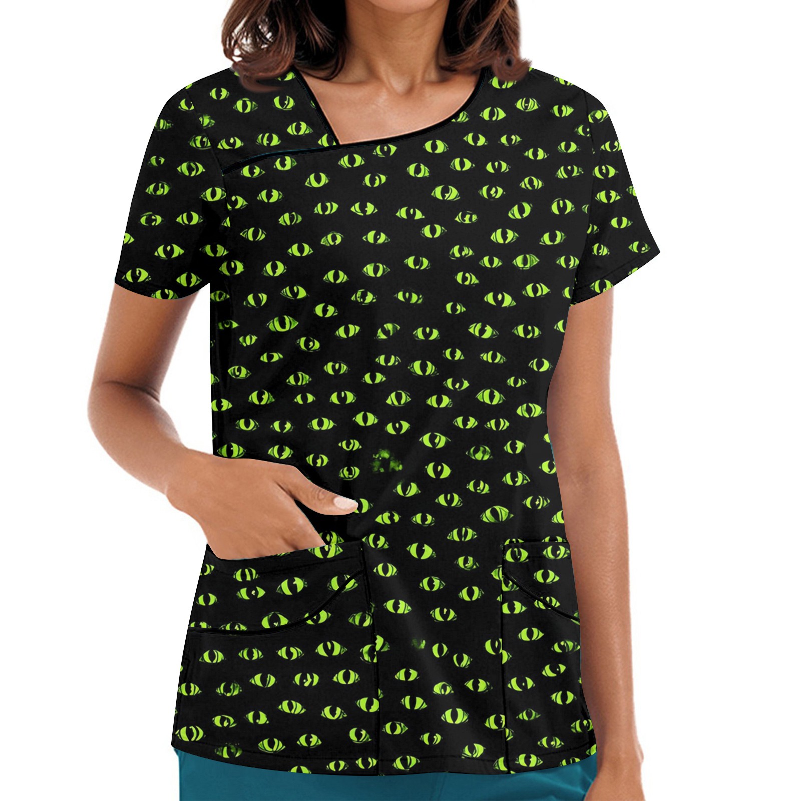 Drmagiyhm Halloween Scrub Tops Men Plus Size Nurse Uniforms Short ...