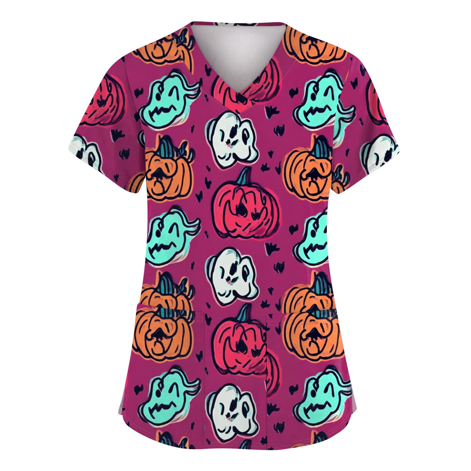 Drmagiyhm Halloween Scrub Tops Men Plus Size Spooky Season Scrub Shirts ...