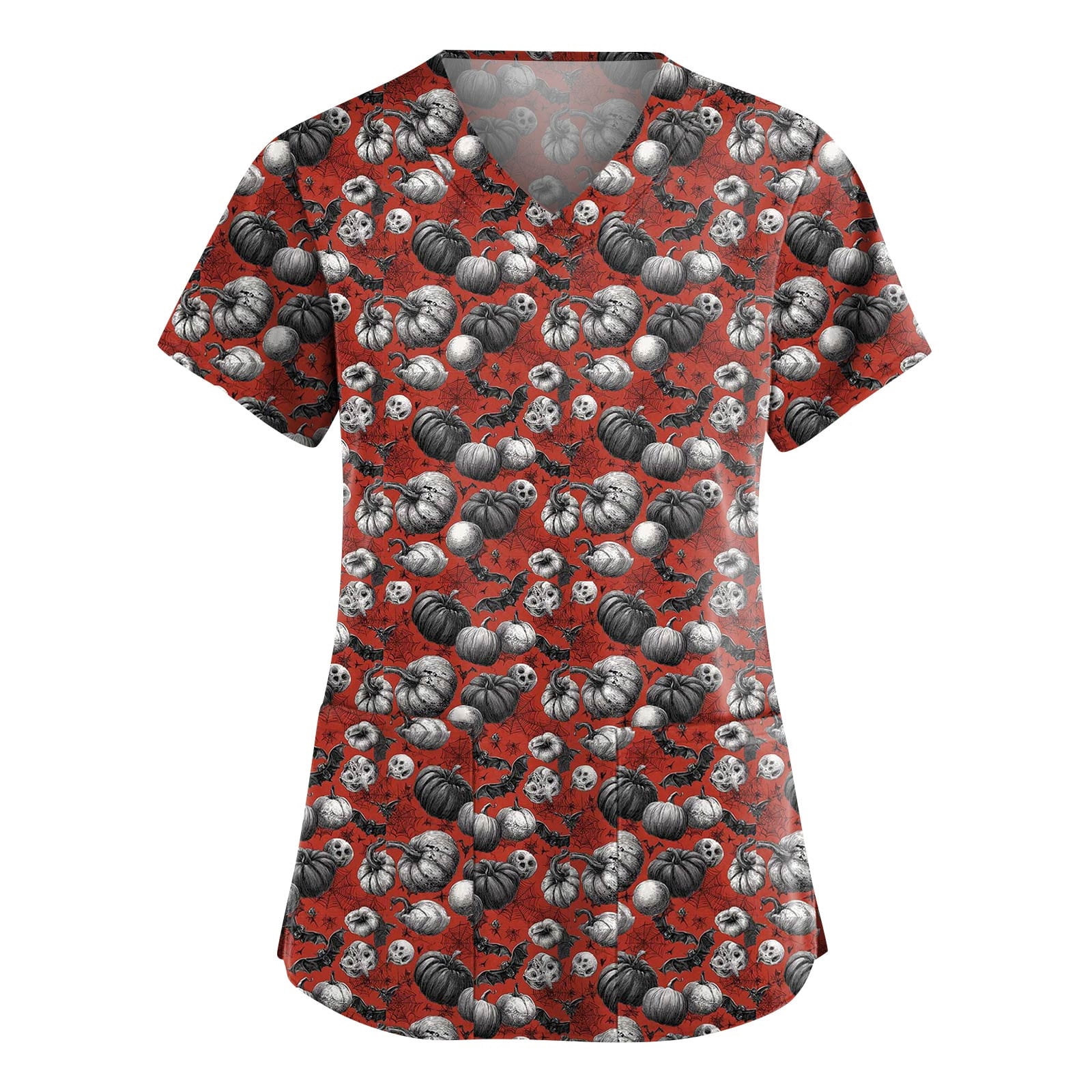 Drmagiyhm Halloween Scrub Tops Men Short Sleeve Pumpkins Printed Nurse ...