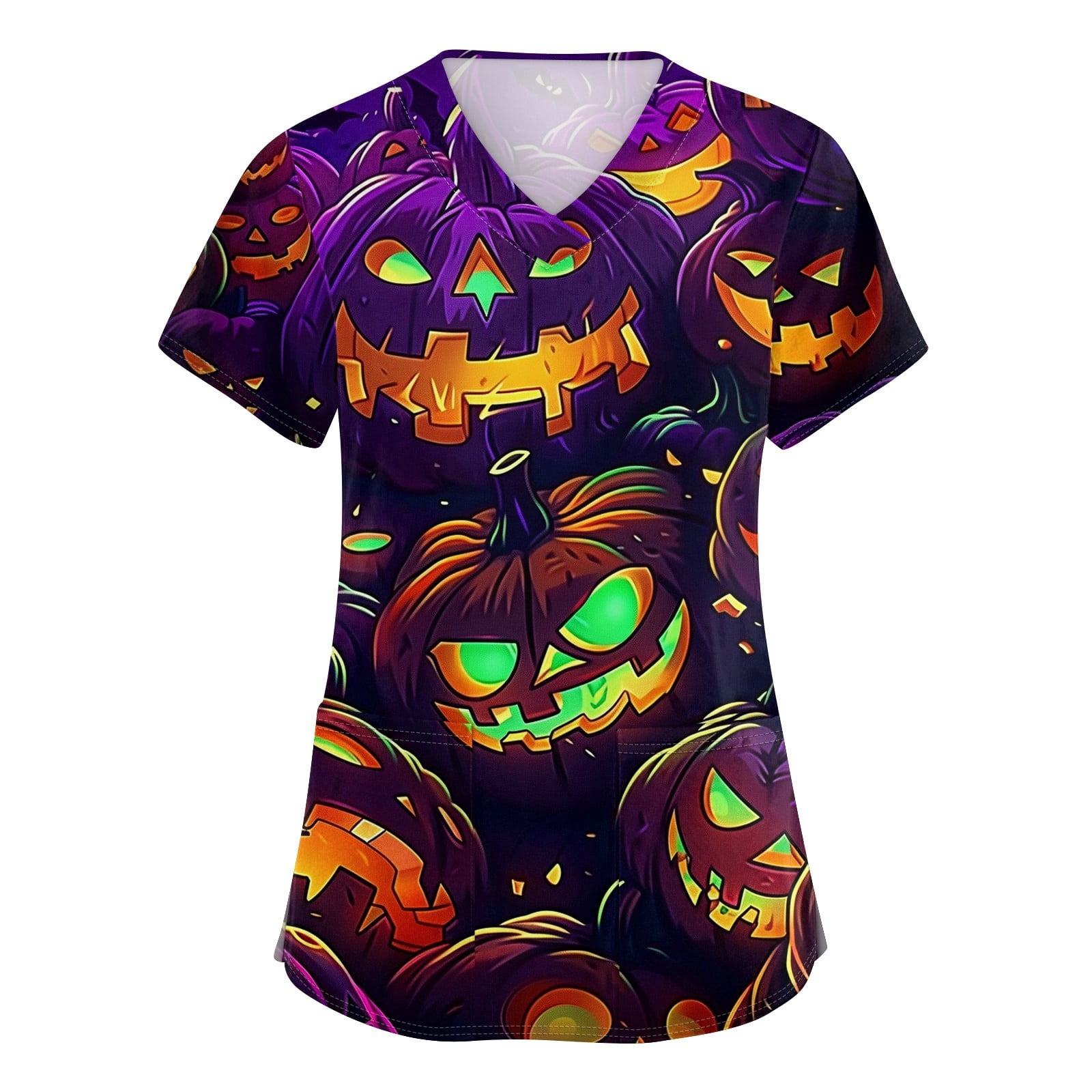 Drmagiyhm Halloween Scrub Tops Women Funny Halloween Shirts Short ...
