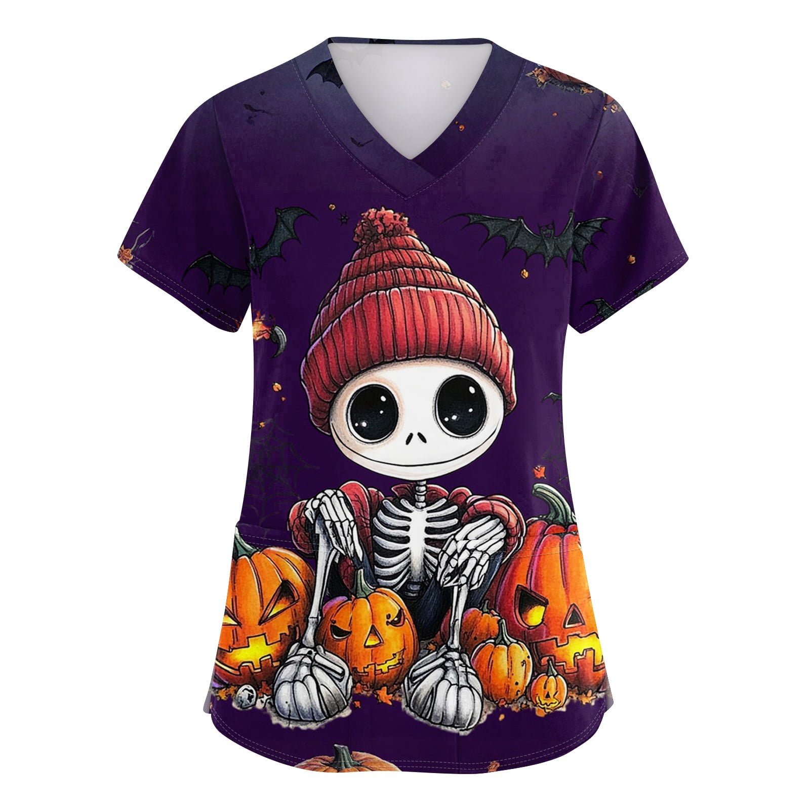 Drmagiyhm Halloween Scrub Tops Women Halloween Shirts Short Sleeve ...