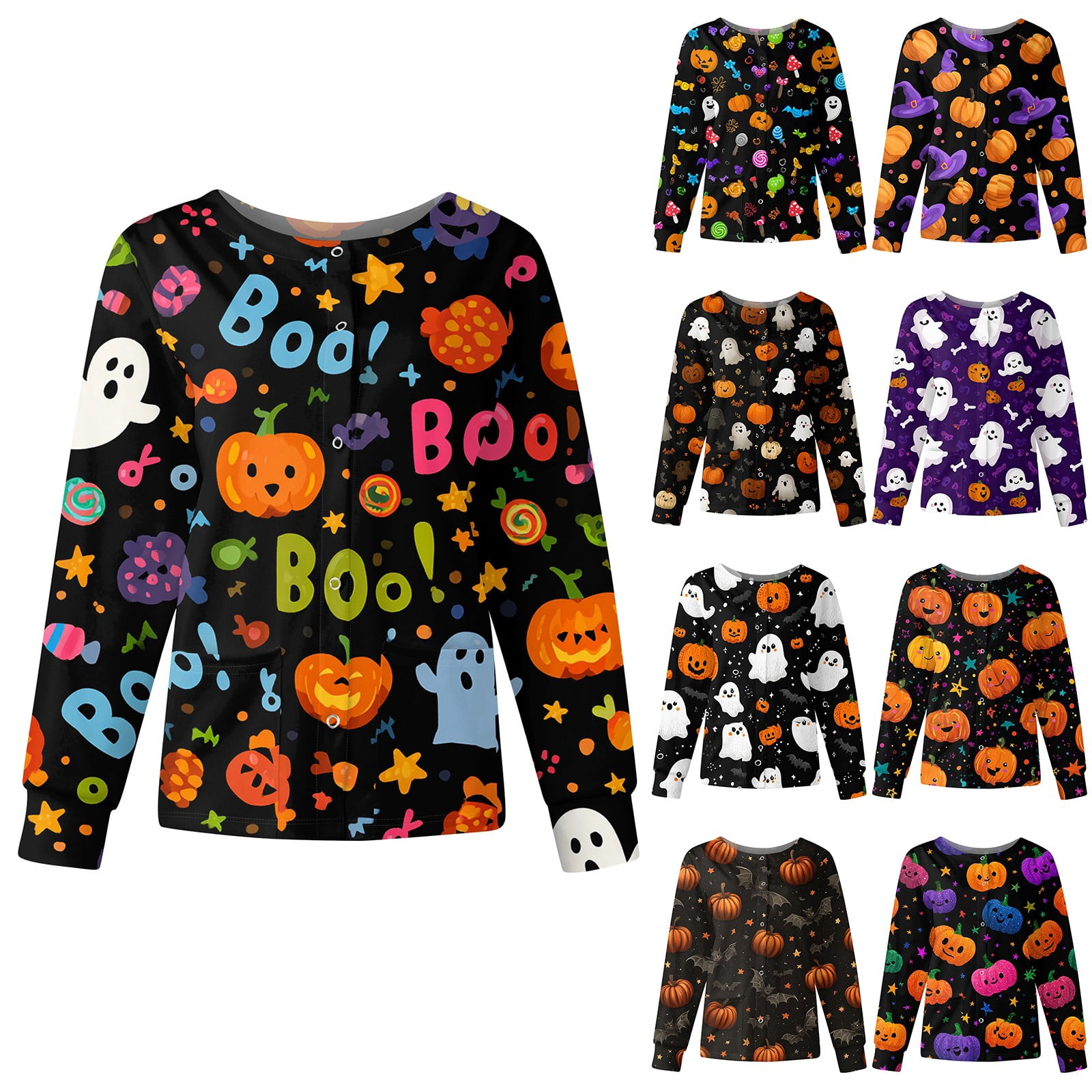 Drmagiyhm Hallowmas Purple Scrub Jackets for Woman Clearance Floral ...