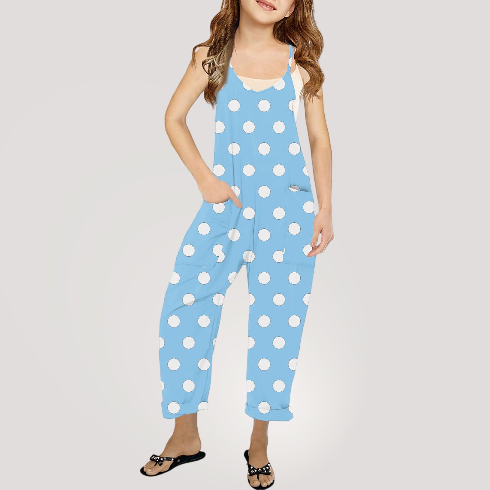 Drmagiyhm Light Blue Girls Rompers Size 10-12 Trendy Adjustable Tie-Up ...