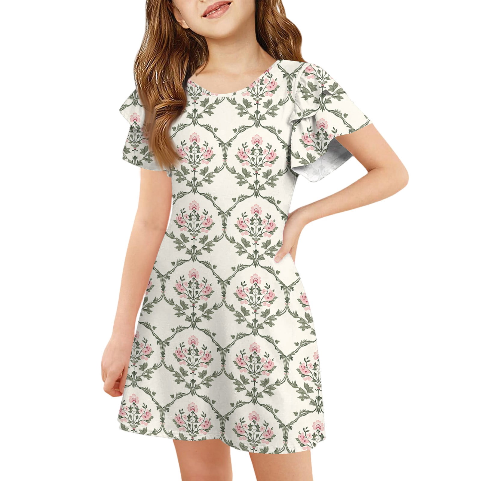 Drmagiyhm Little Girls Dresses Size 10-12 Summer Casual Girls Ruffle ...