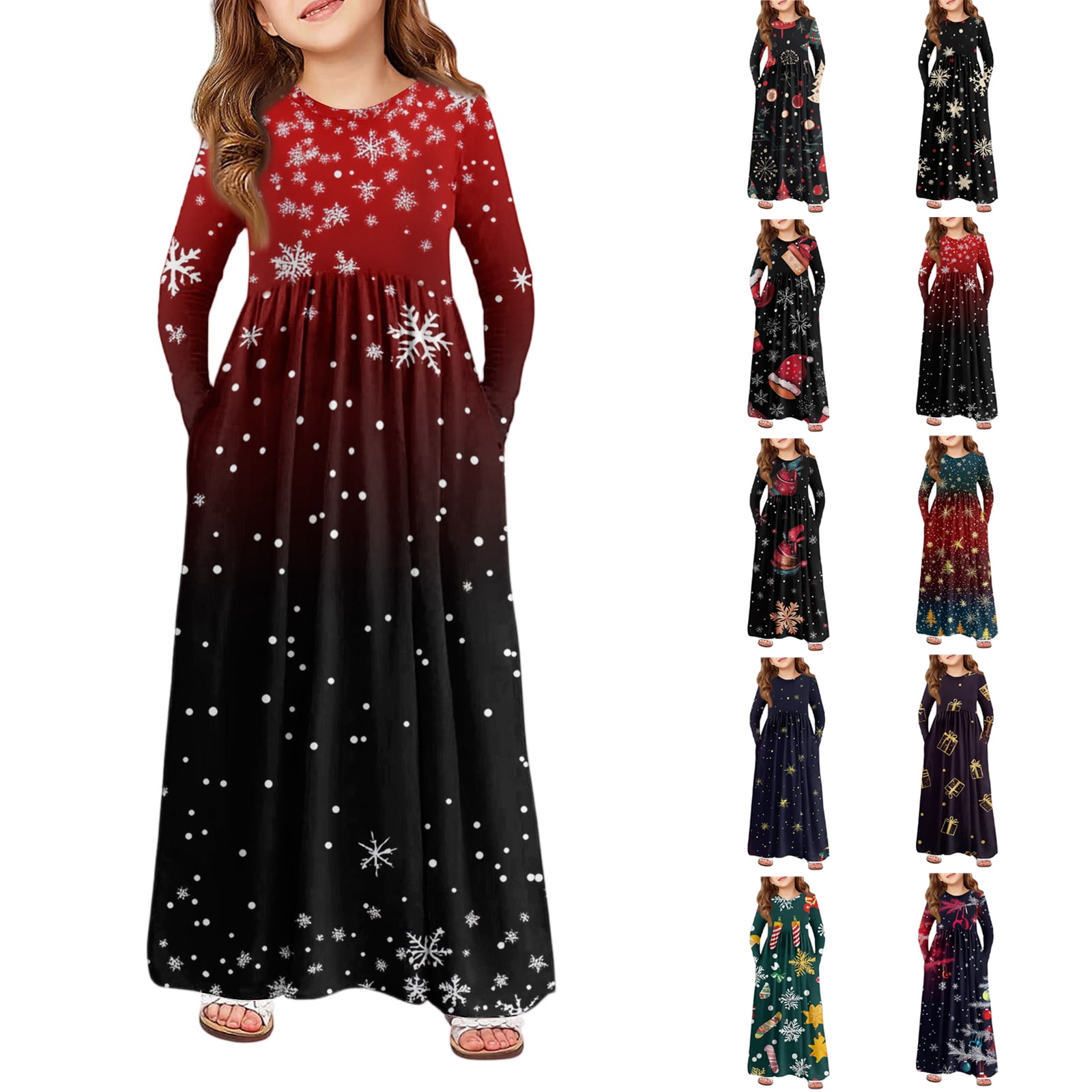 Drmagiyhm Long Sleeve Dress for Girls Size 10-12 Autumn Crew Neck ...