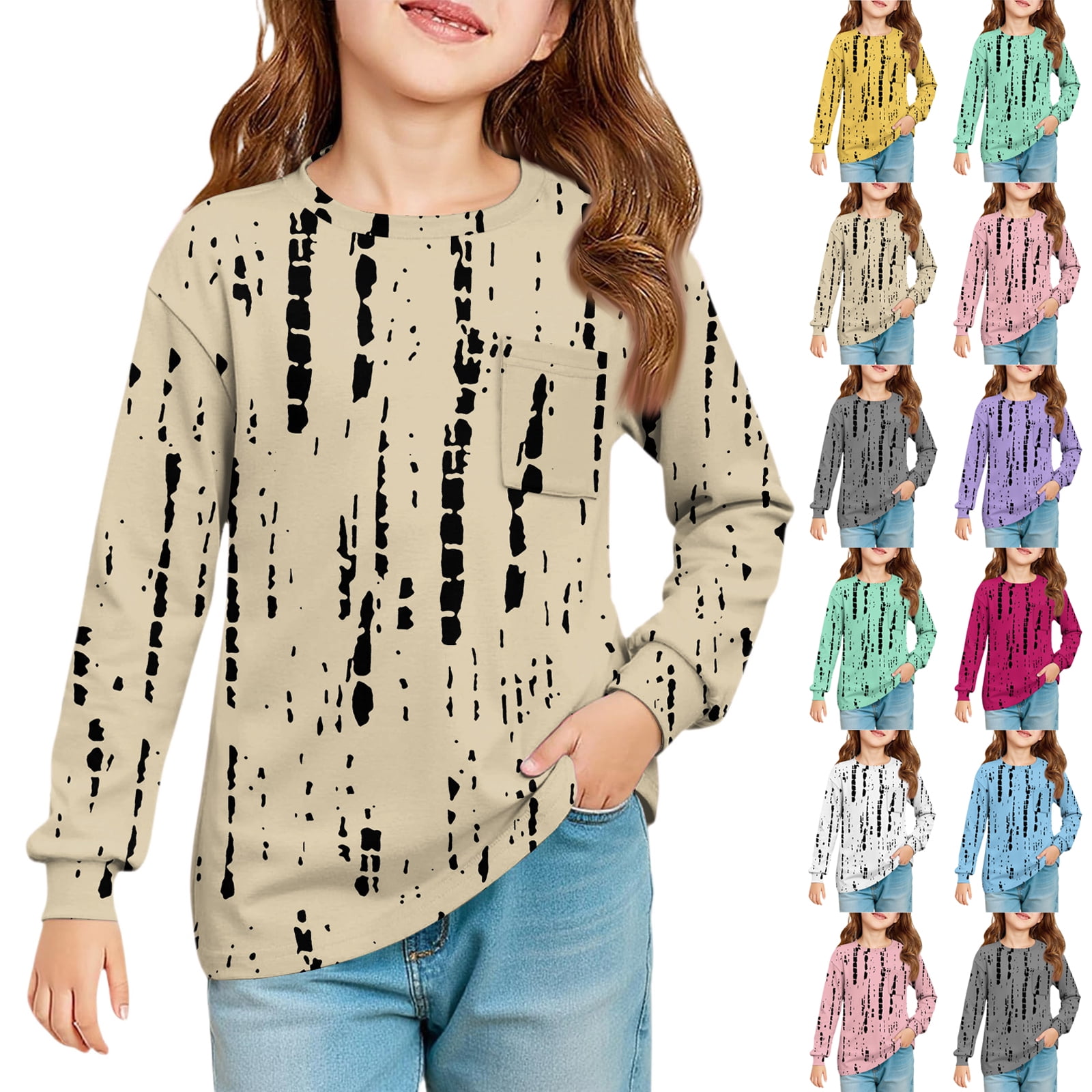 Drmagiyhm Long Sleeve Tops for Girls Size 10-12 Basic Polka dot print ...